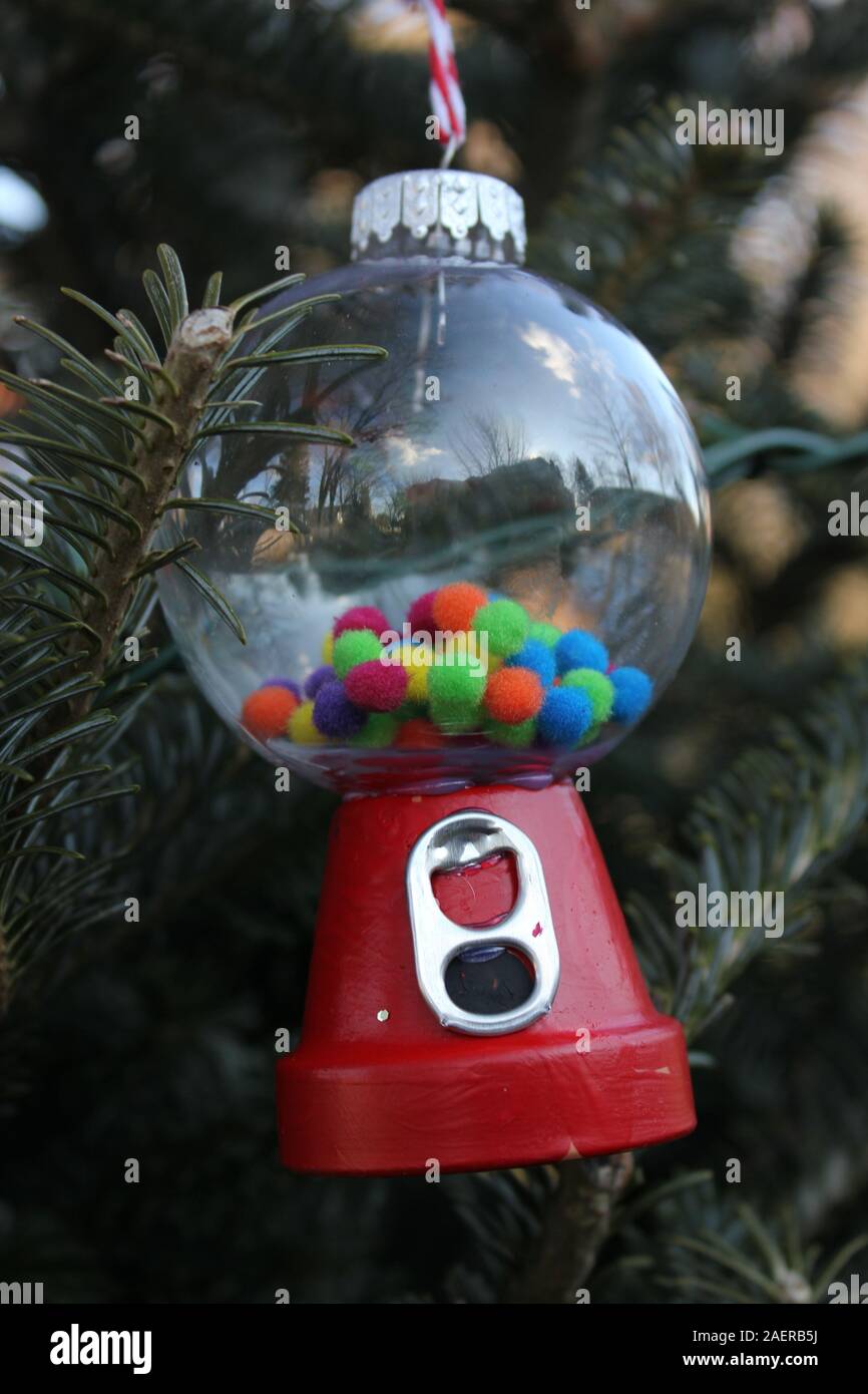 Fun, festive gumball machine Christmas tree ornament handmade by a ...