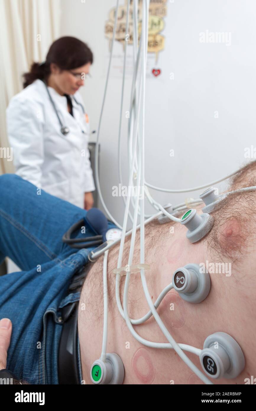 Cardiology strees test. Medical examination to measure oxygene quantity ...