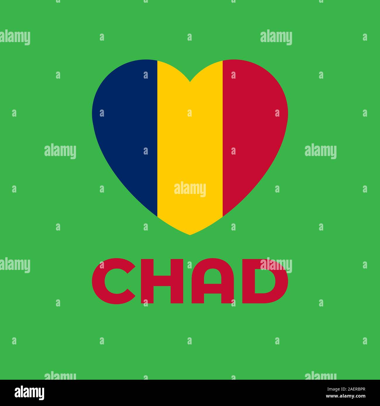 Chad flag heart shape vector illustration graphics design background ...