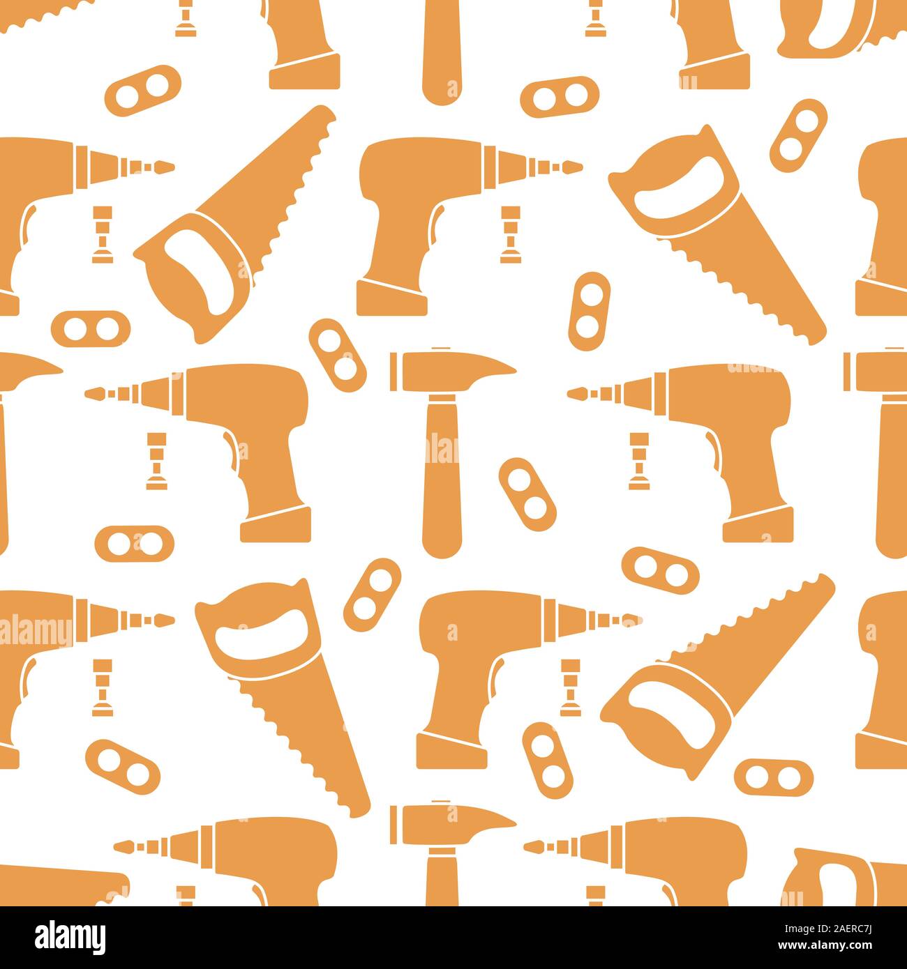 Vector seamless pattern with kid toys. Toy tools Saw, hammer, cordless ...