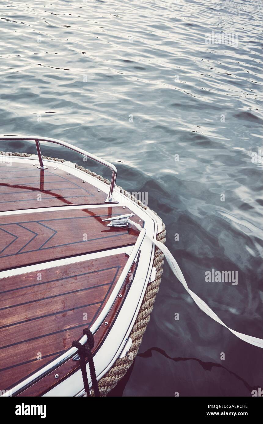 Old wooden boat bow, color toning applied Stock Photo - Alamy