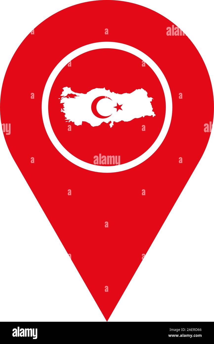 Turkey map flag location pin vector illustration graphics design Stock ...
