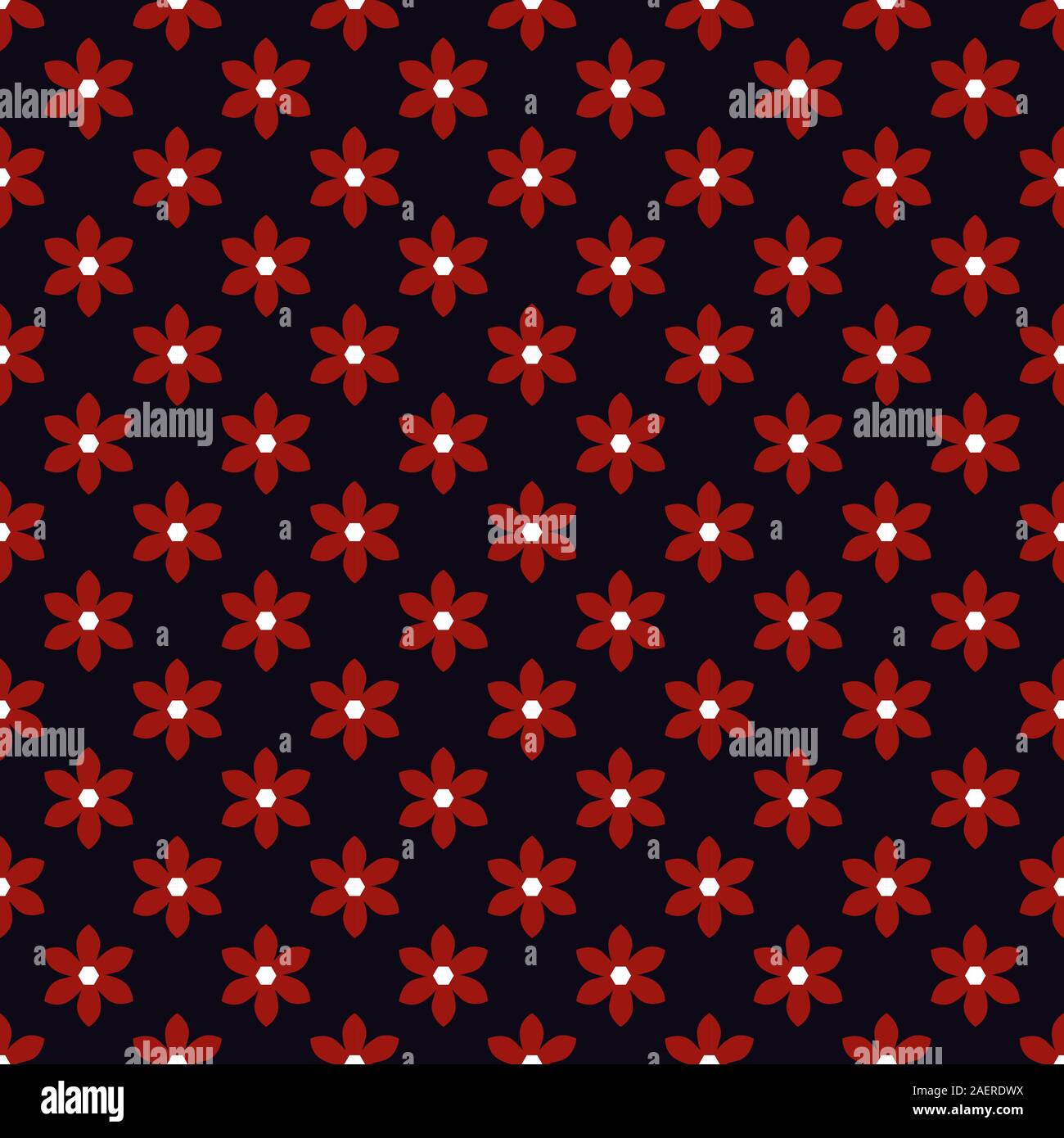 Red White geometric petals flower seamless pattern vector. Black ...