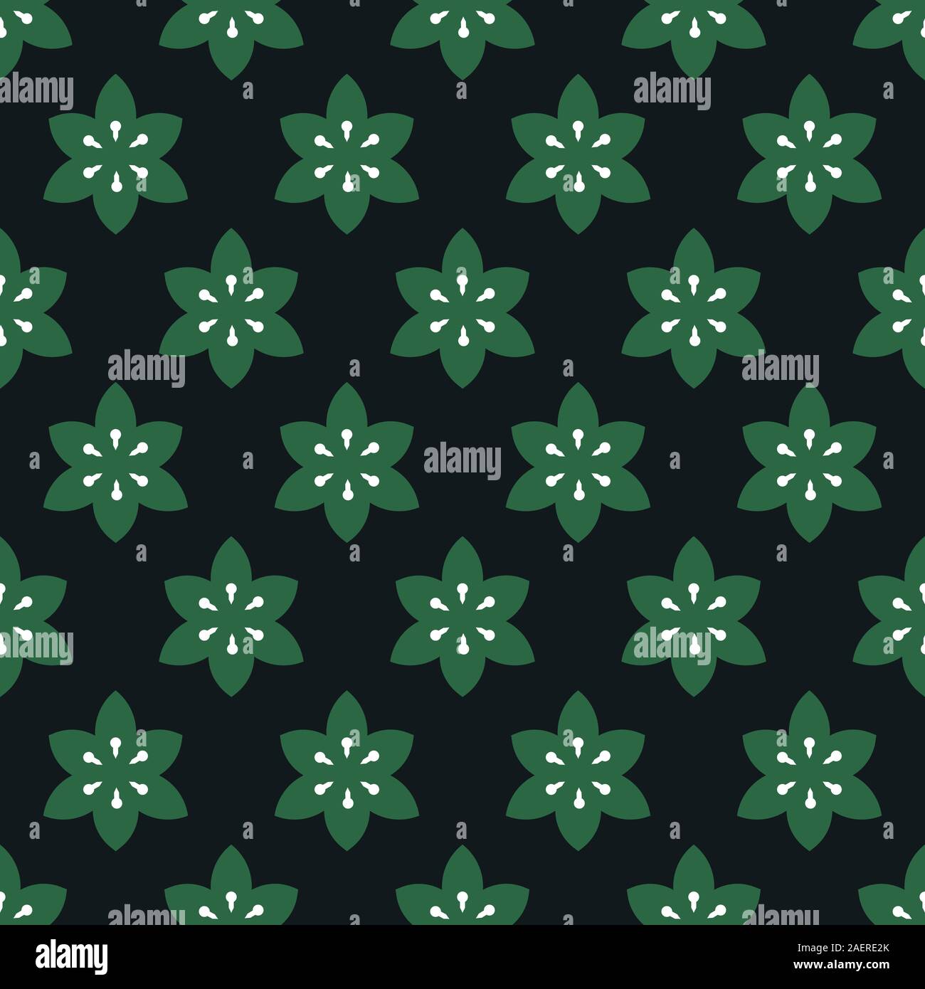 Geometric elegant green lily flower seamless pattern vector on Dark ...