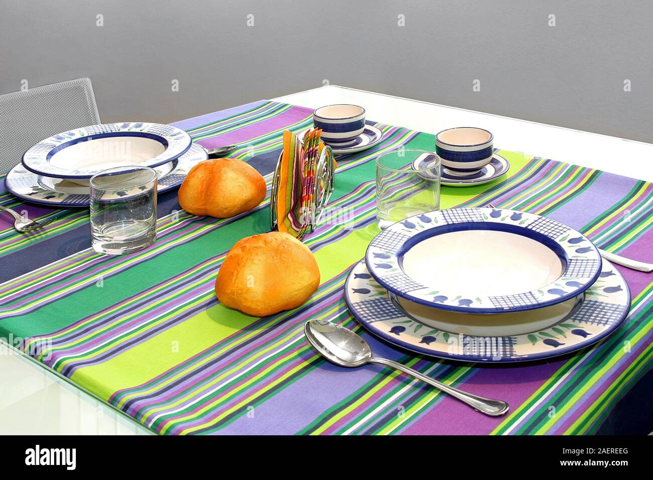 Close up shot of table for two Stock Photo - Alamy