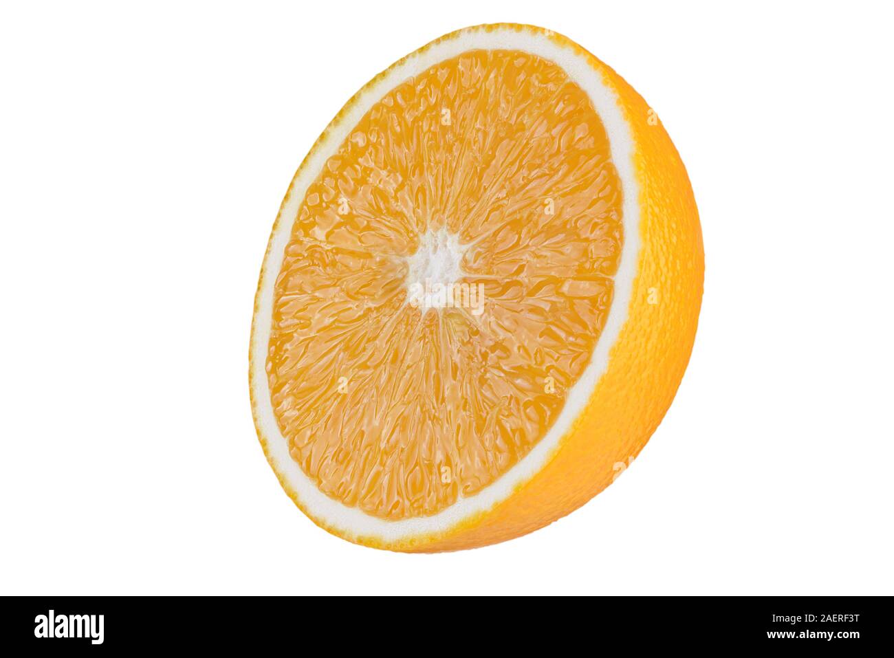 one half part orange isolated on white background Clipping Path. Full ...
