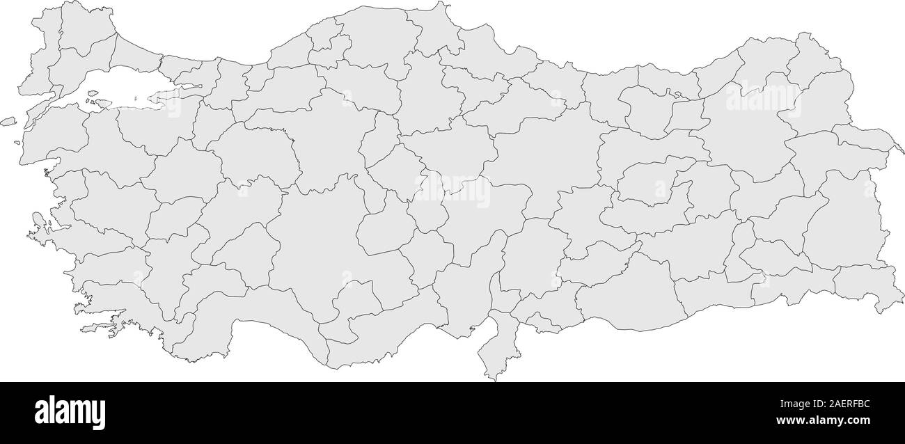 Turkey political map provinces highlighted gray vector illustration ...