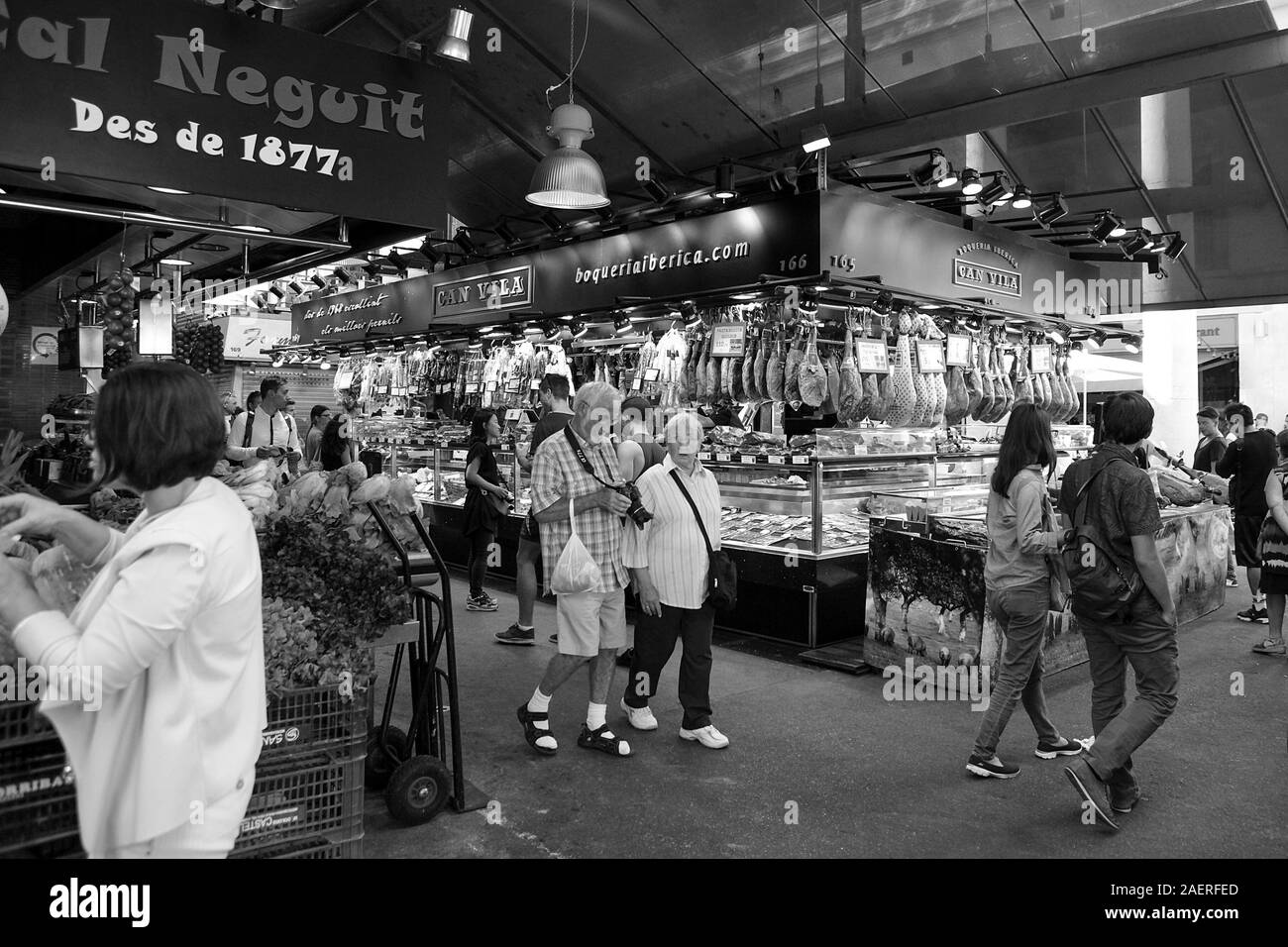 Inside the famous Mercado de La Boqueria in Barcelona, variety ...