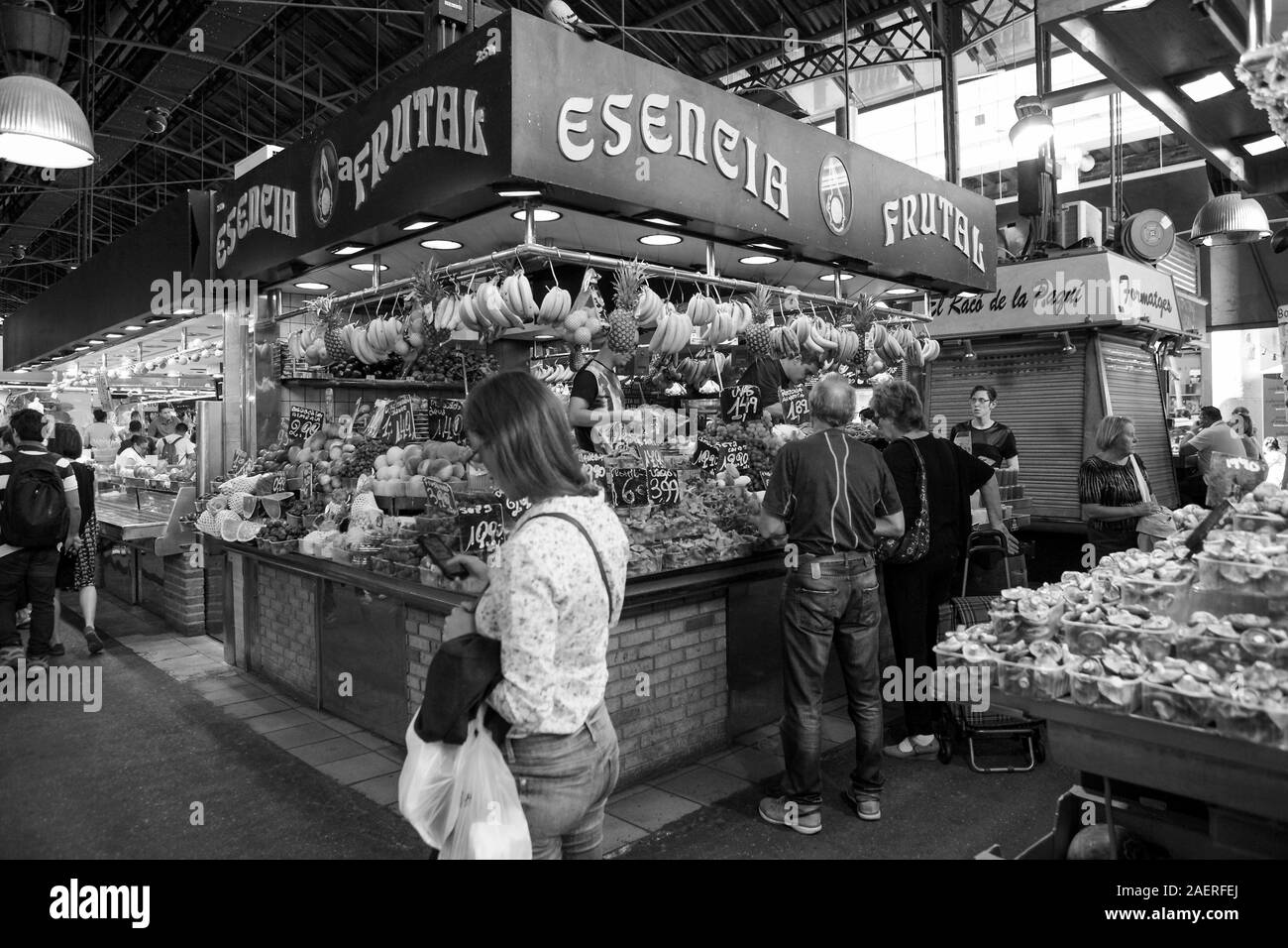 Inside the famous Mercado de La Boqueria in Barcelona, variety ...
