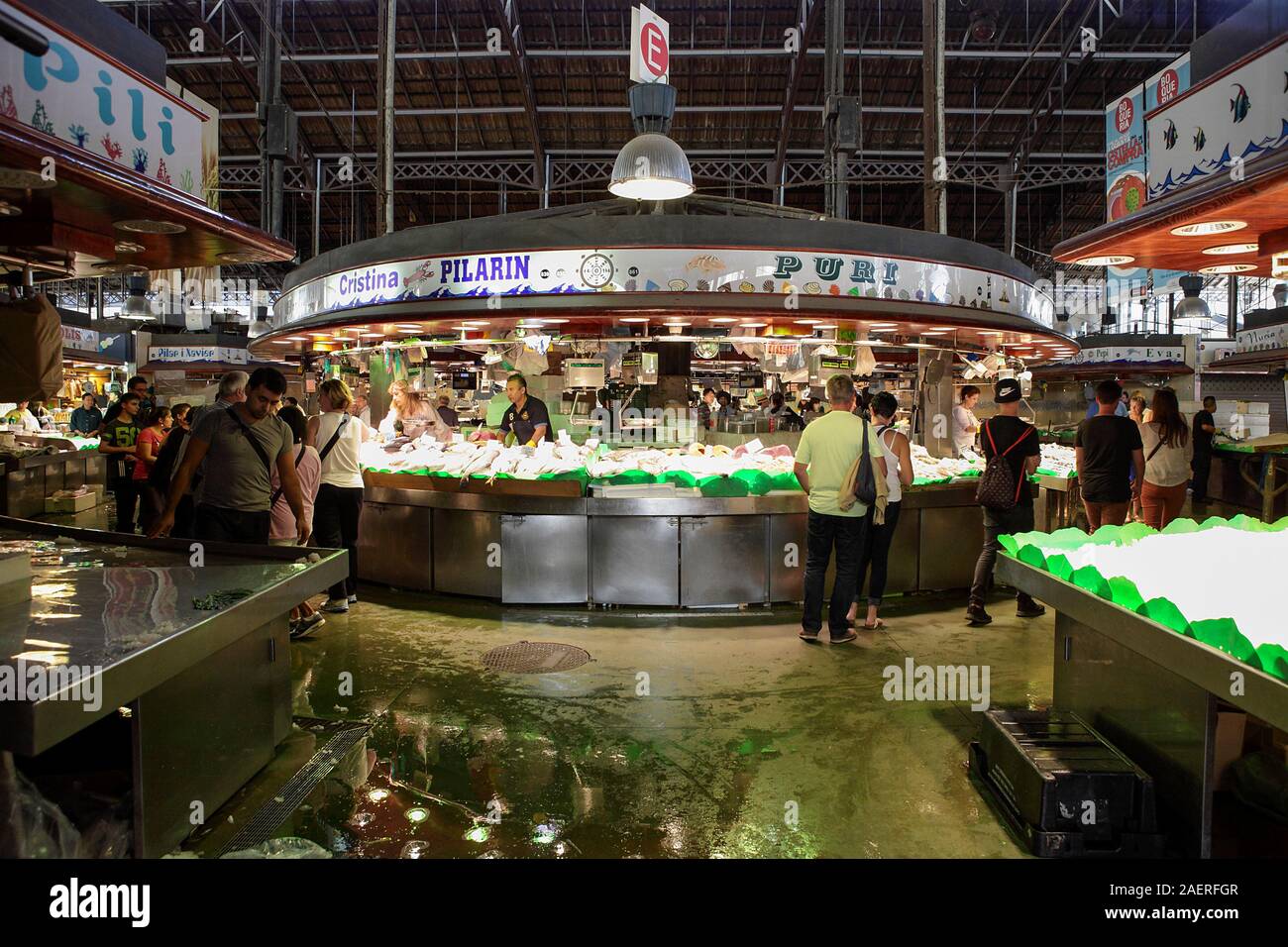 Inside the famous Mercado de La Boqueria in Barcelona, variety ...