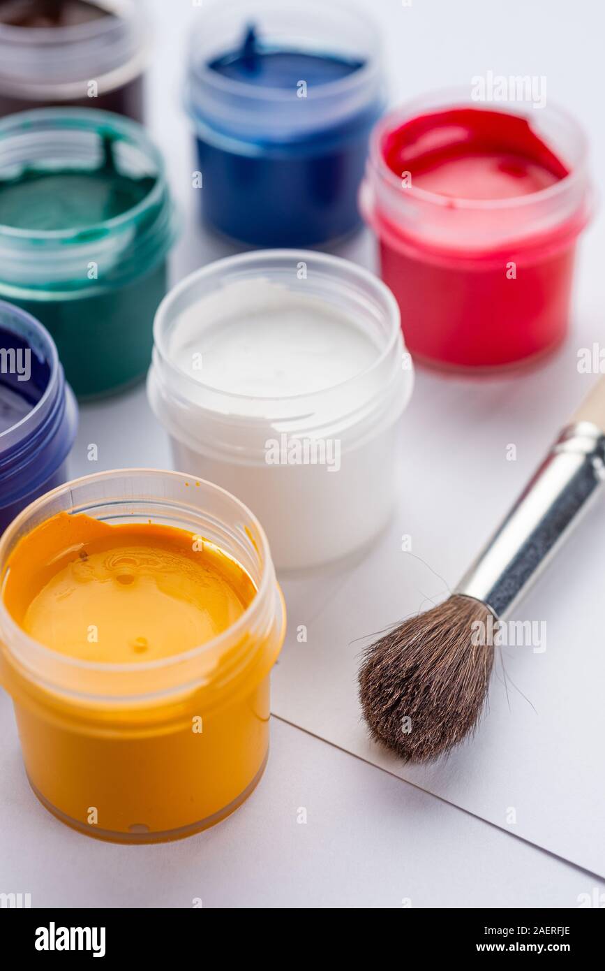 Gouache paint on a white background Stock Photo - Alamy