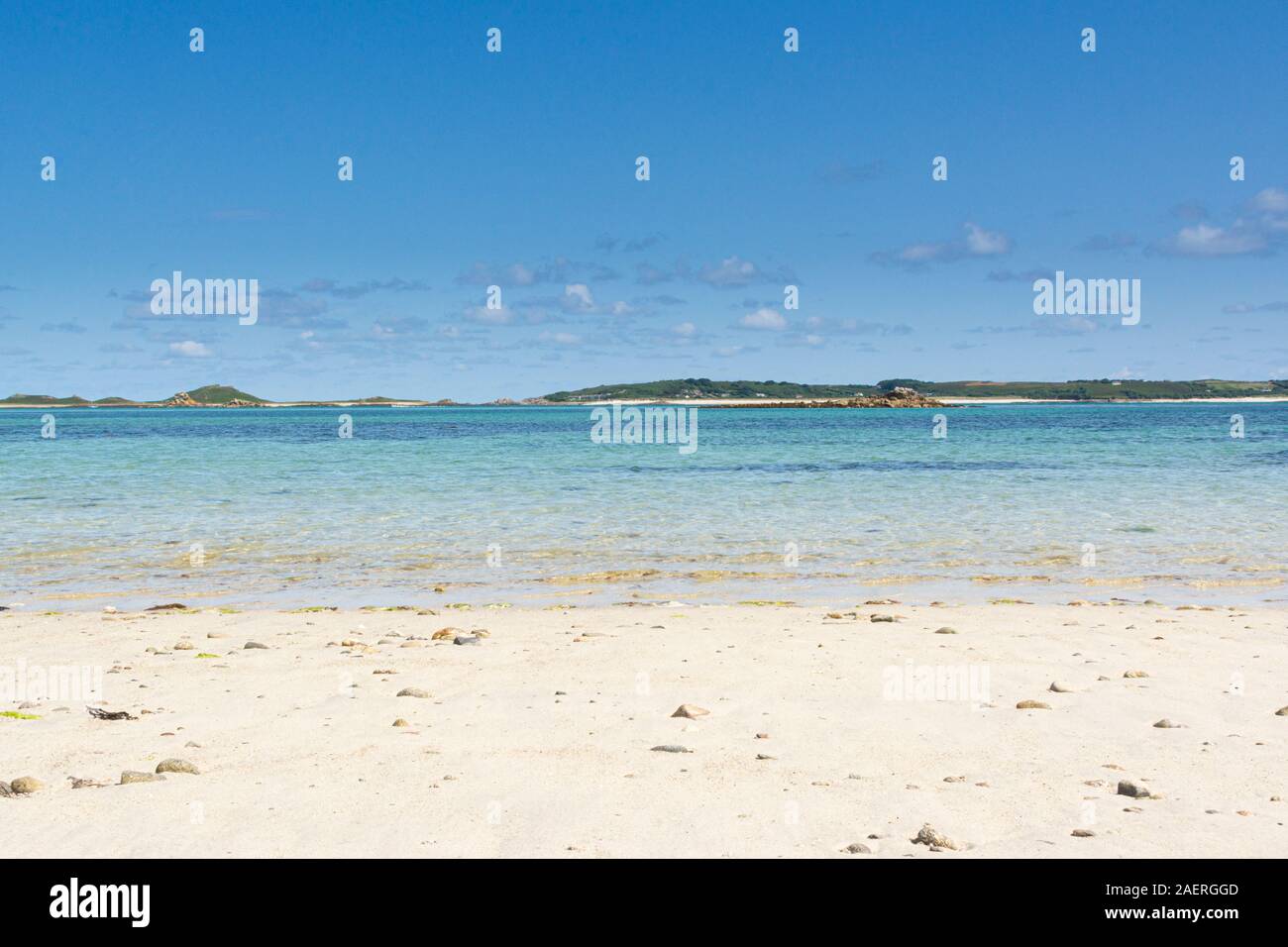 A view of the island of St Martin's from Pentle Bay beach on Tresco ...