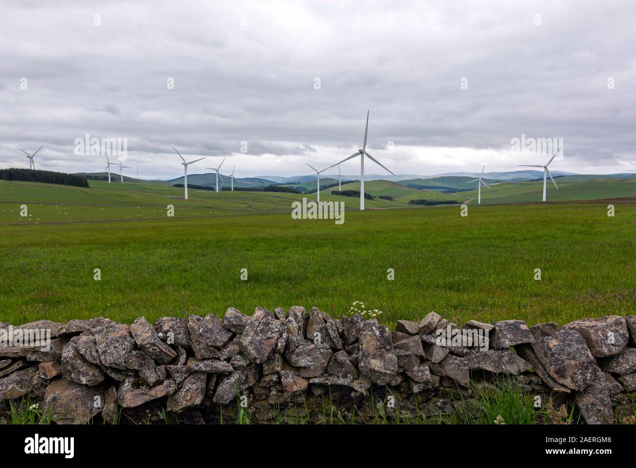 Longpark wind farm, Stow, Scottish borders, Scotland, UK Stock Photo ...