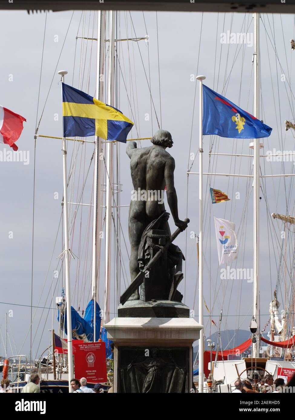 Statue of the navigational genius on the port of Toulon during the tall ...