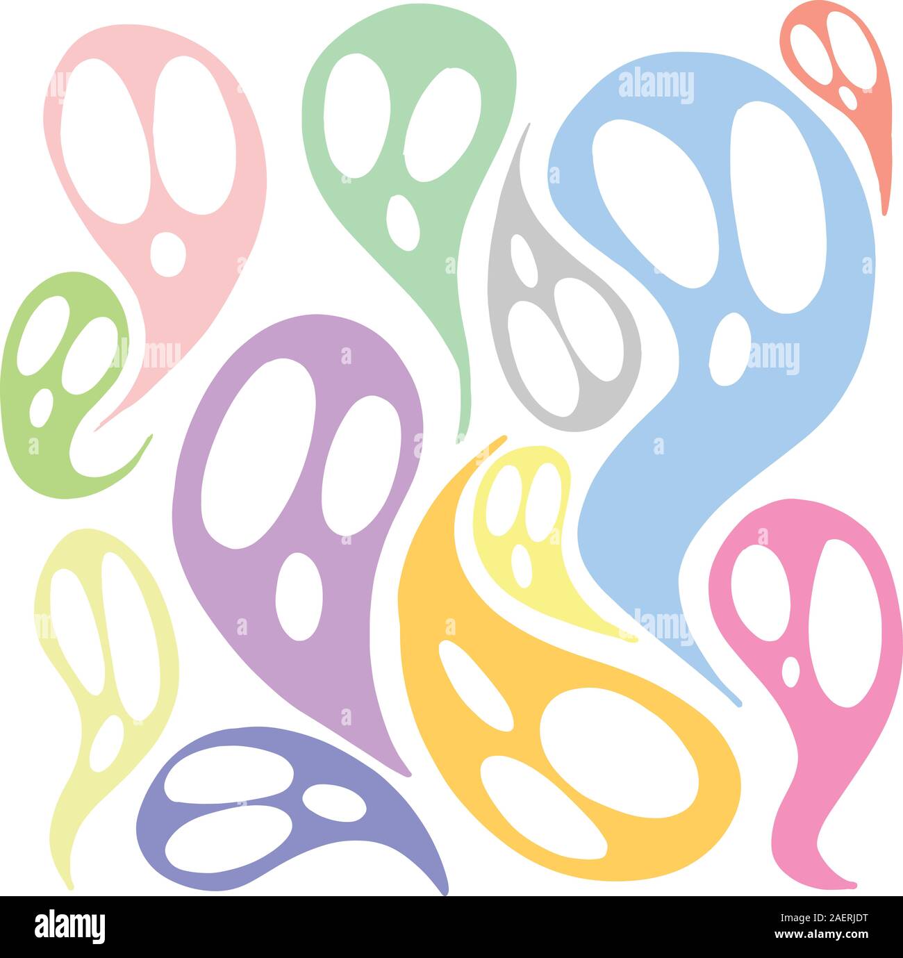 Spooky Cartoon Ghost Spirits Vector Illustration Stock Vector Image ...