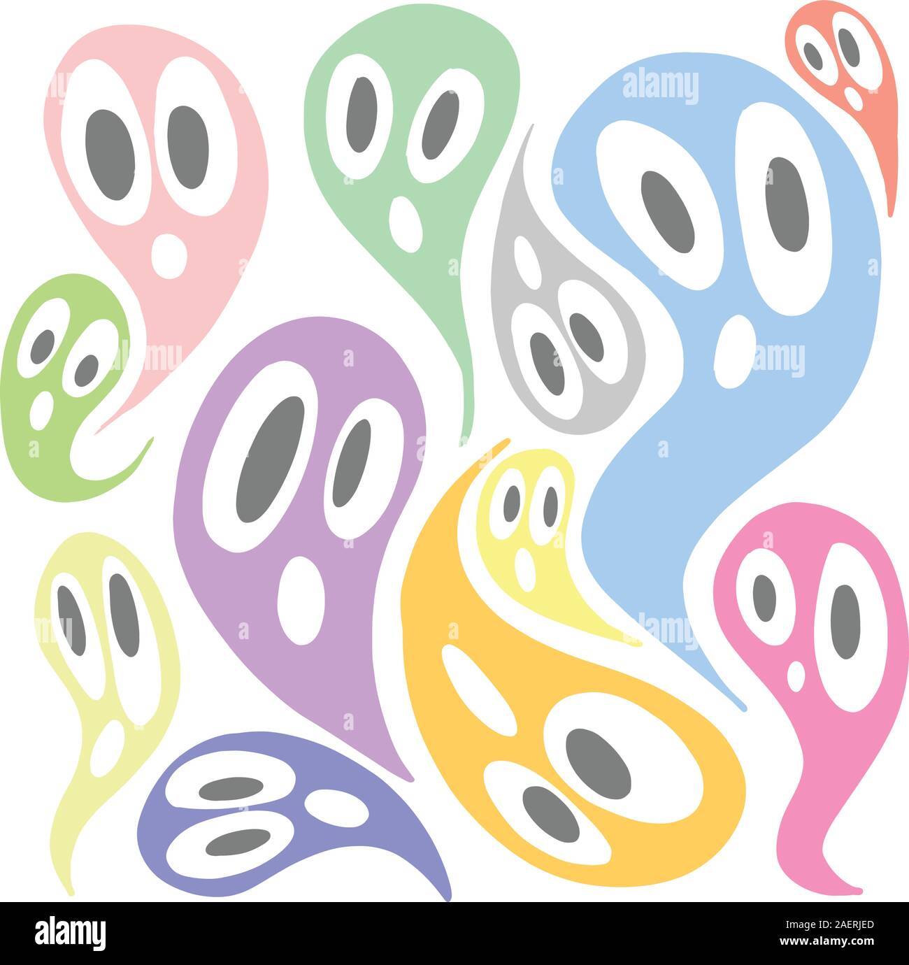 Spooky Cartoon Ghost Spirits Vector Illustration Stock Vector Image ...