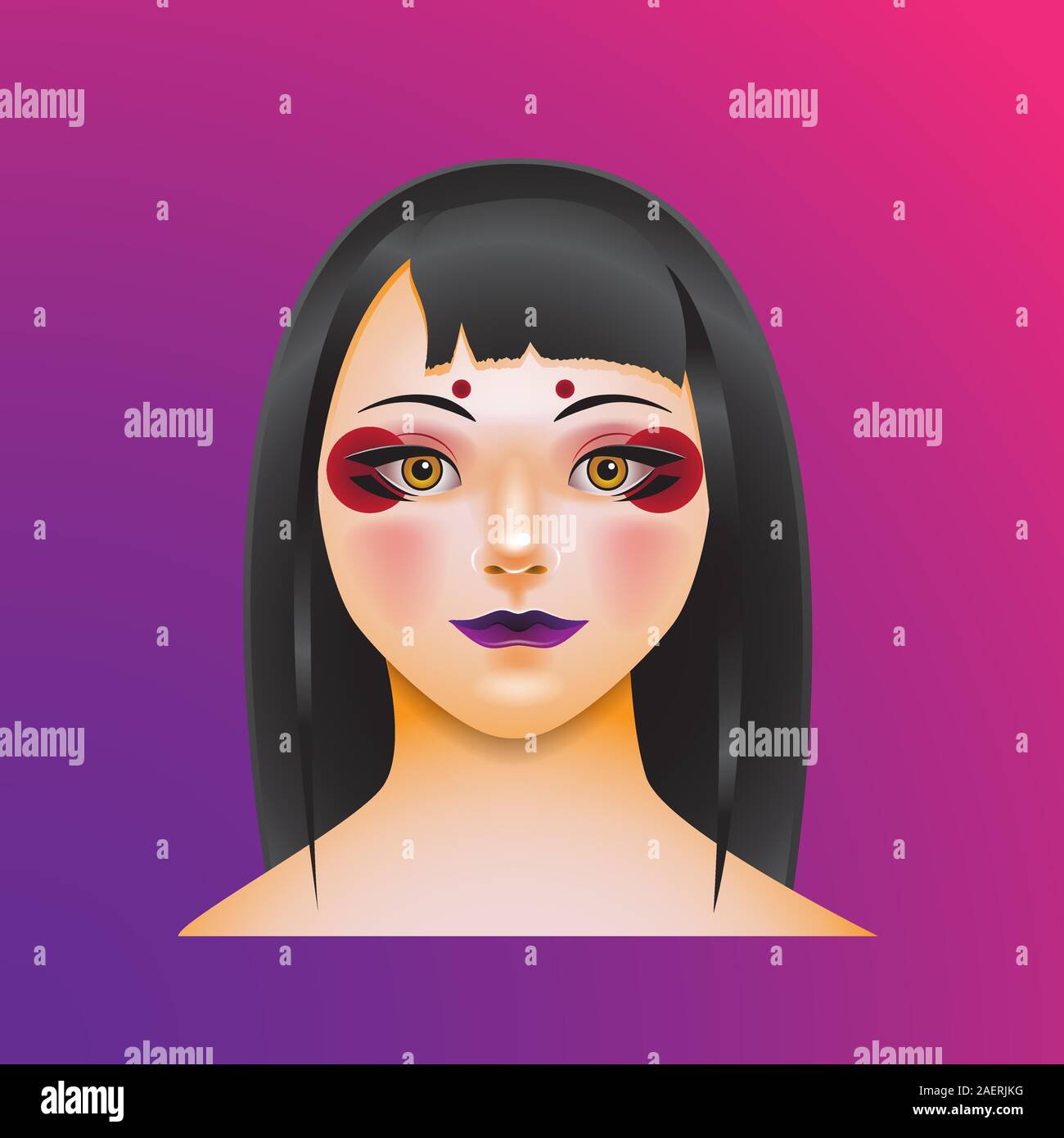 The face of a young girl avatar on an isolated background. Vector image ...