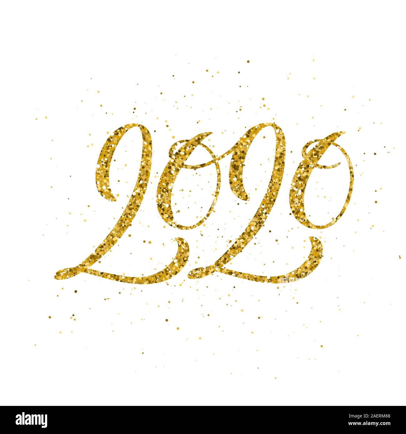 Happy New 2020 Year poster with lettering composition. Seasonal flyers ...