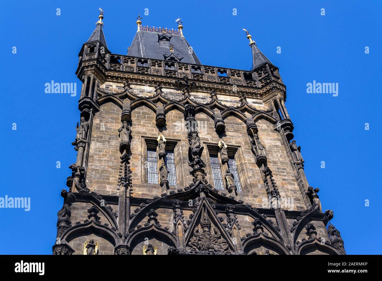 Powder Gate Tower architectural detail, the Royal Route start, Old Town ...