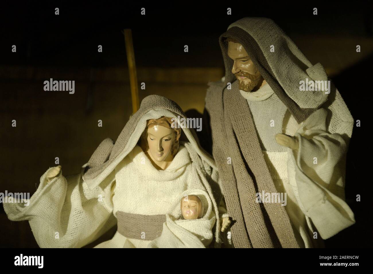 Nativity scene traditional catholic christmas Stock Photo - Alamy