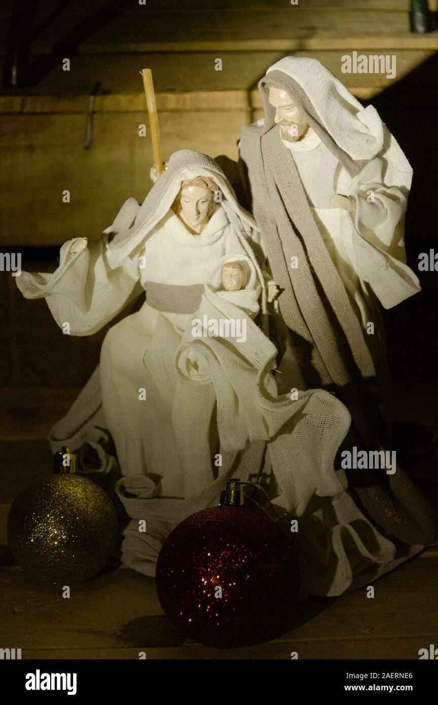 Nativity scene traditional catholic christmas Stock Photo - Alamy