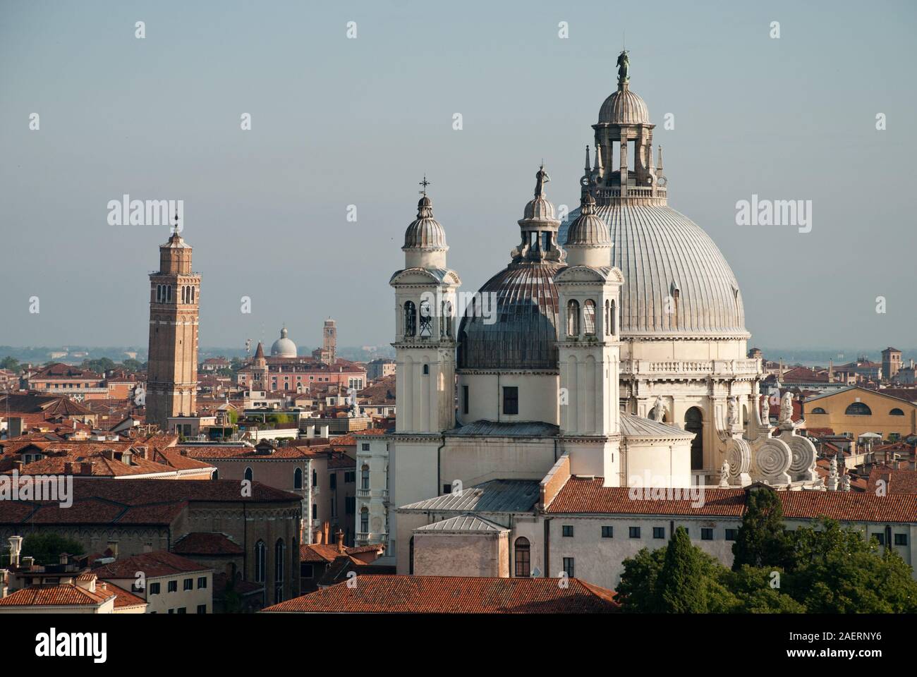 Venice Italy: Aerial view, domes of Basilica di Santa Maria della ...