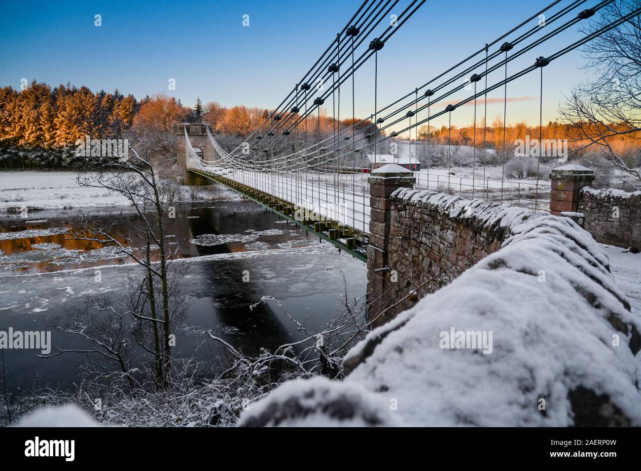 The Union Chain Bridge linking England and Scotland across the River ...