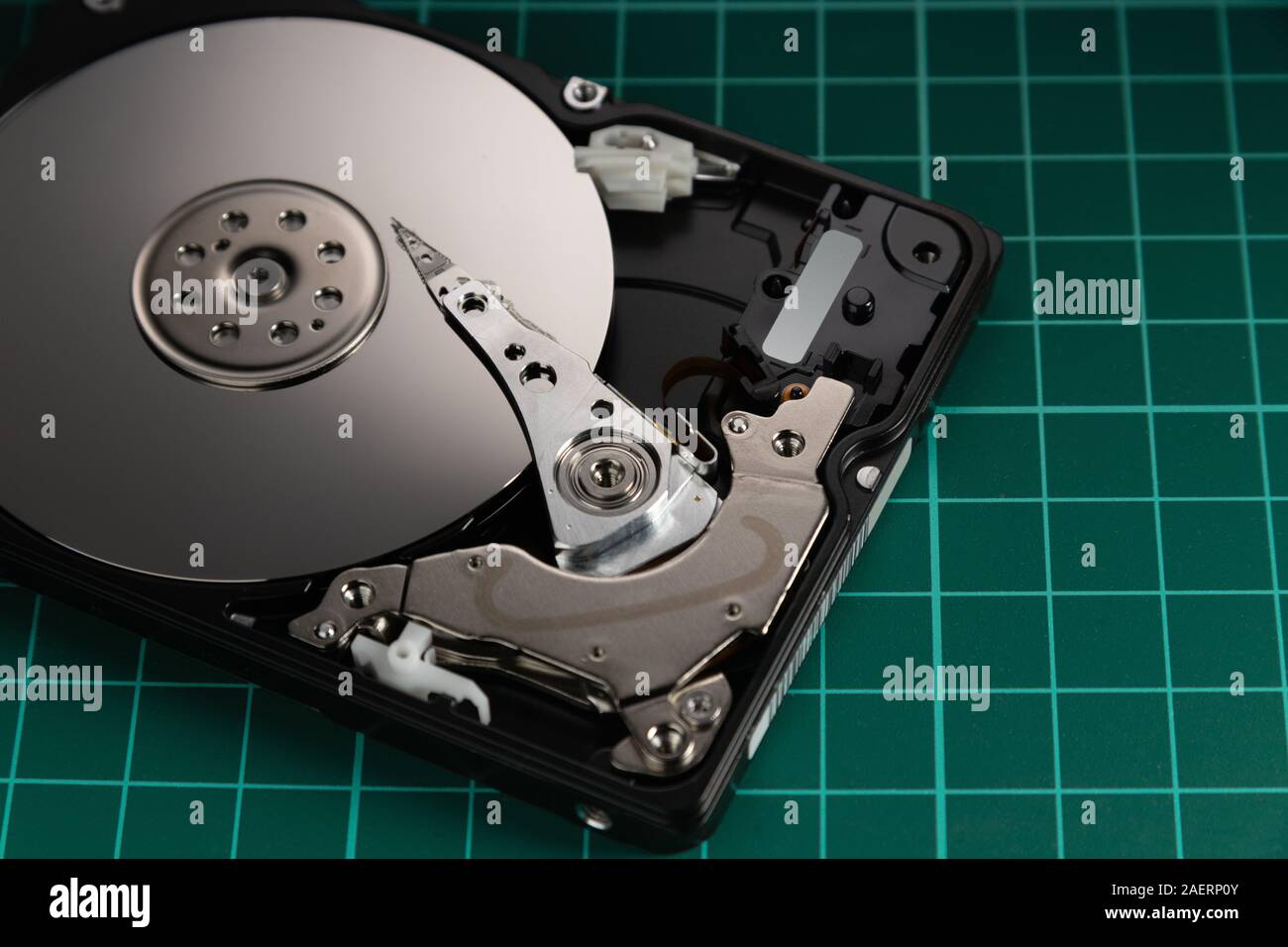 Open hard disk drive. The concept of data storage. Data array. Big data ...