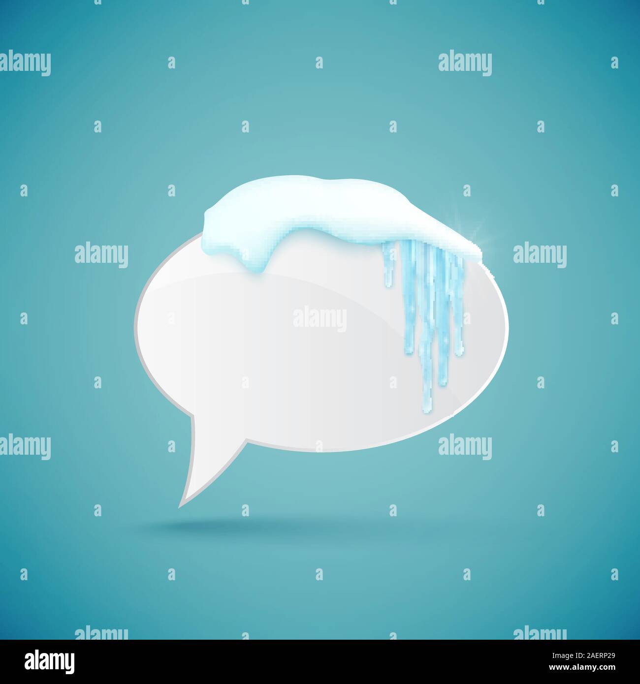 Speech bubble decorated with realistic snow and icicles. Design ...