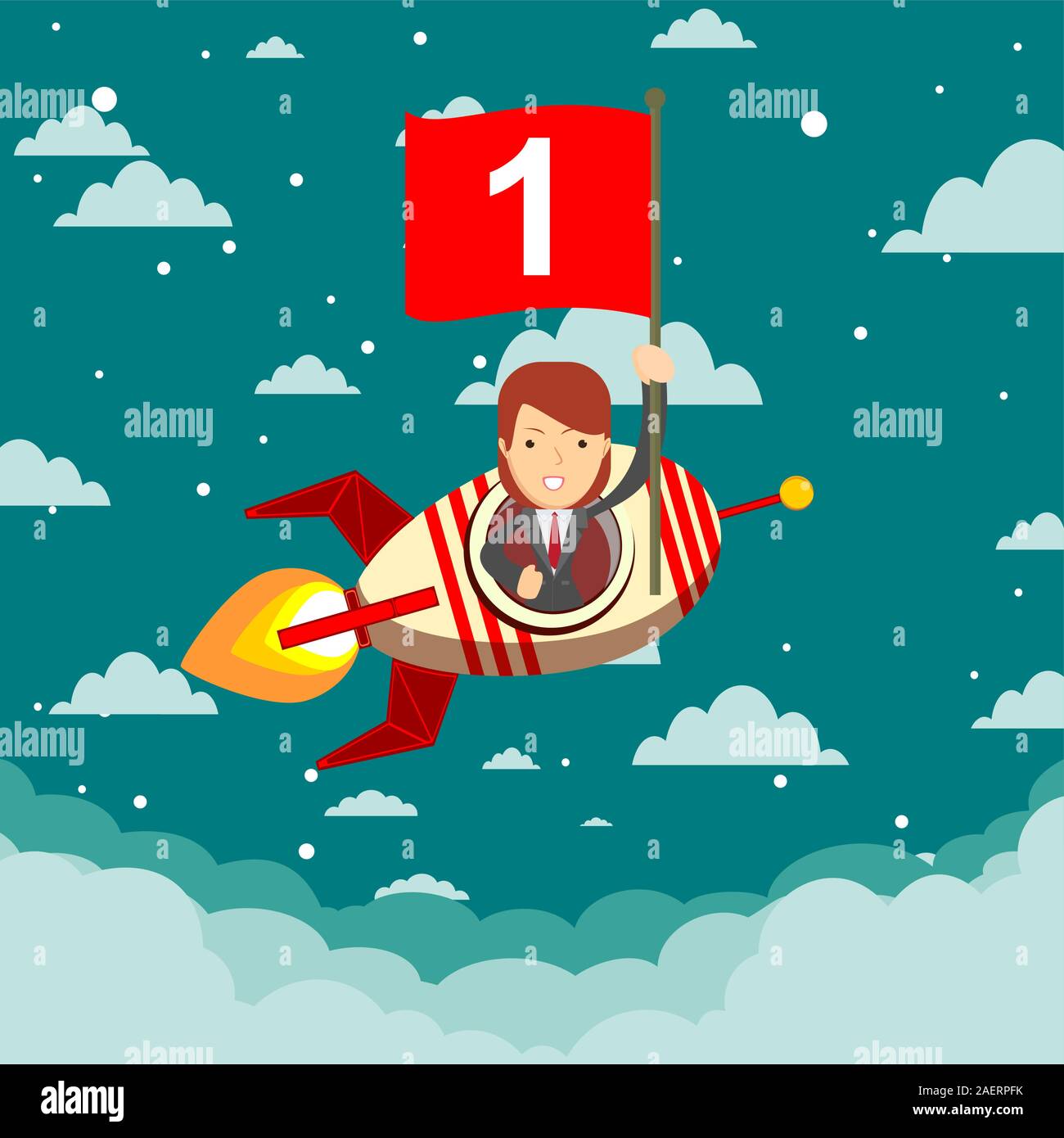 Happy businessman on a rocket ship launching to starry sky Stock Vector ...