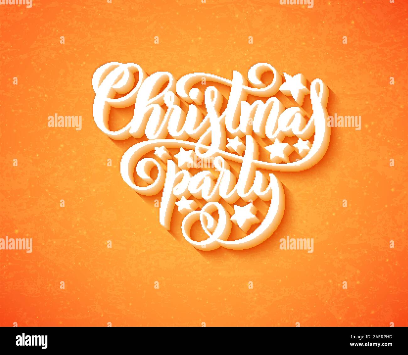 Merry Christmas party poster with hand-drawn lettering. Design template ...