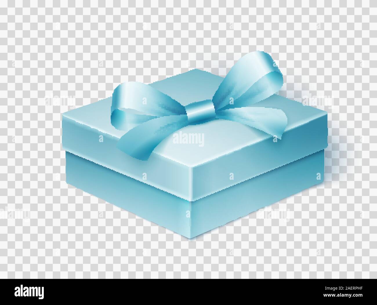 Realistic blue gift box with ribbon isolated over white background ...