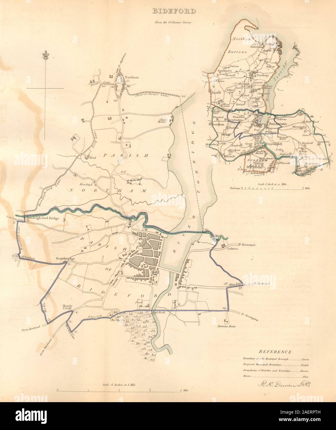 Map of bideford hi-res stock photography and images - Alamy