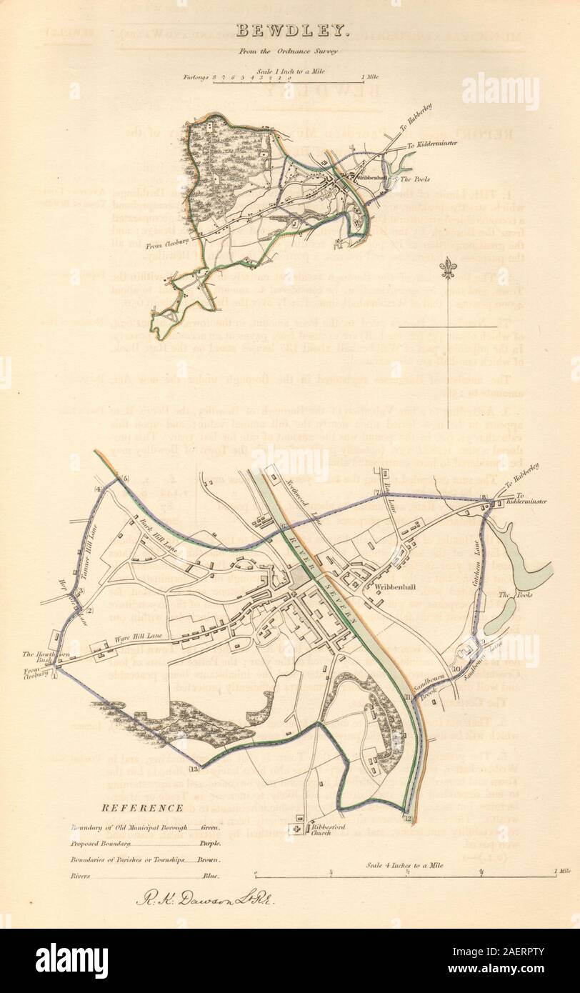 BEWDLEY borough/town plan. BOUNDARY COMMISSION. Worcestershire. DAWSON ...