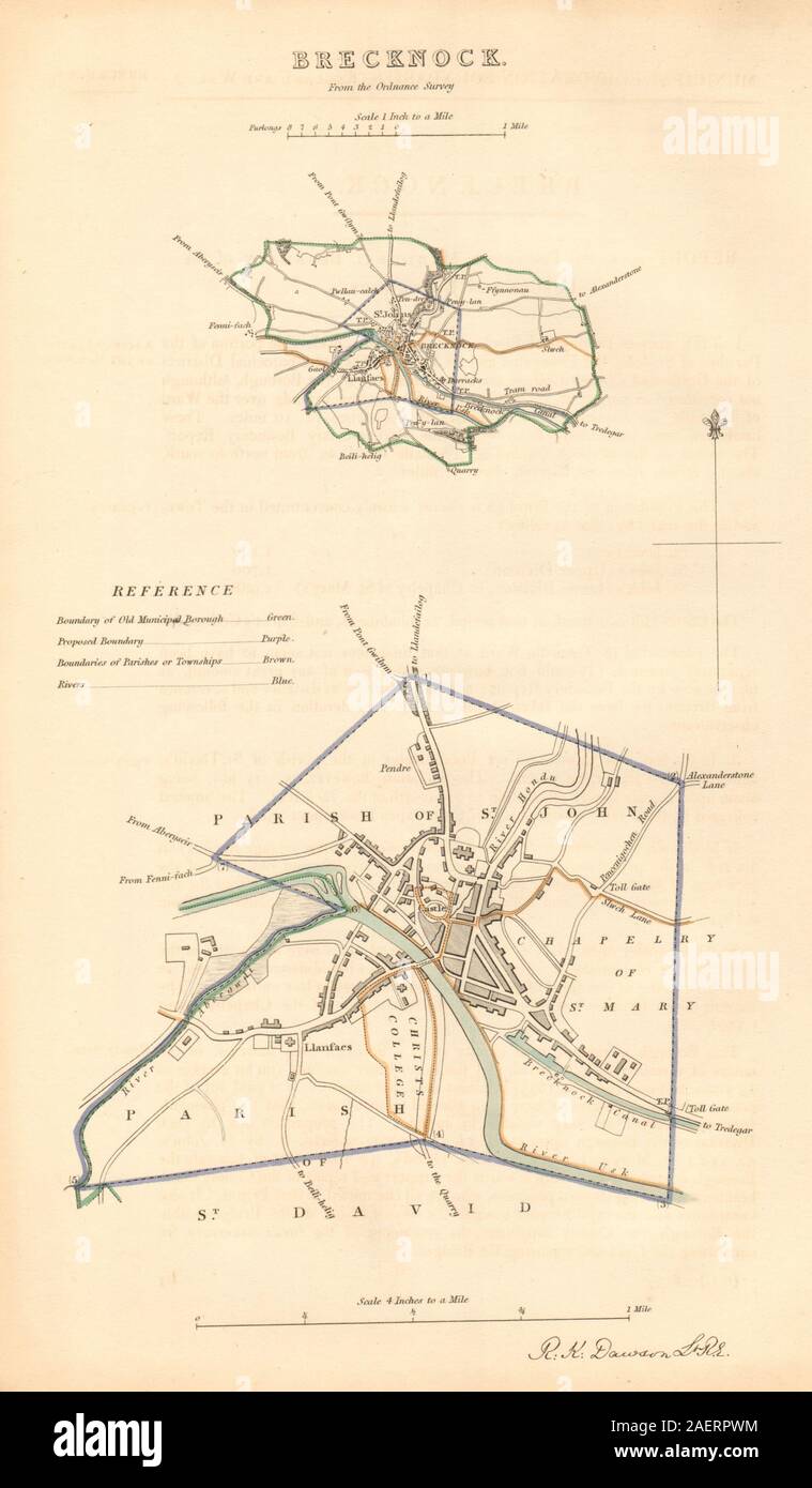 BRECKNOCK/BRECON borough/town plan. BOUNDARY COMMISSION. Wales. DAWSON ...