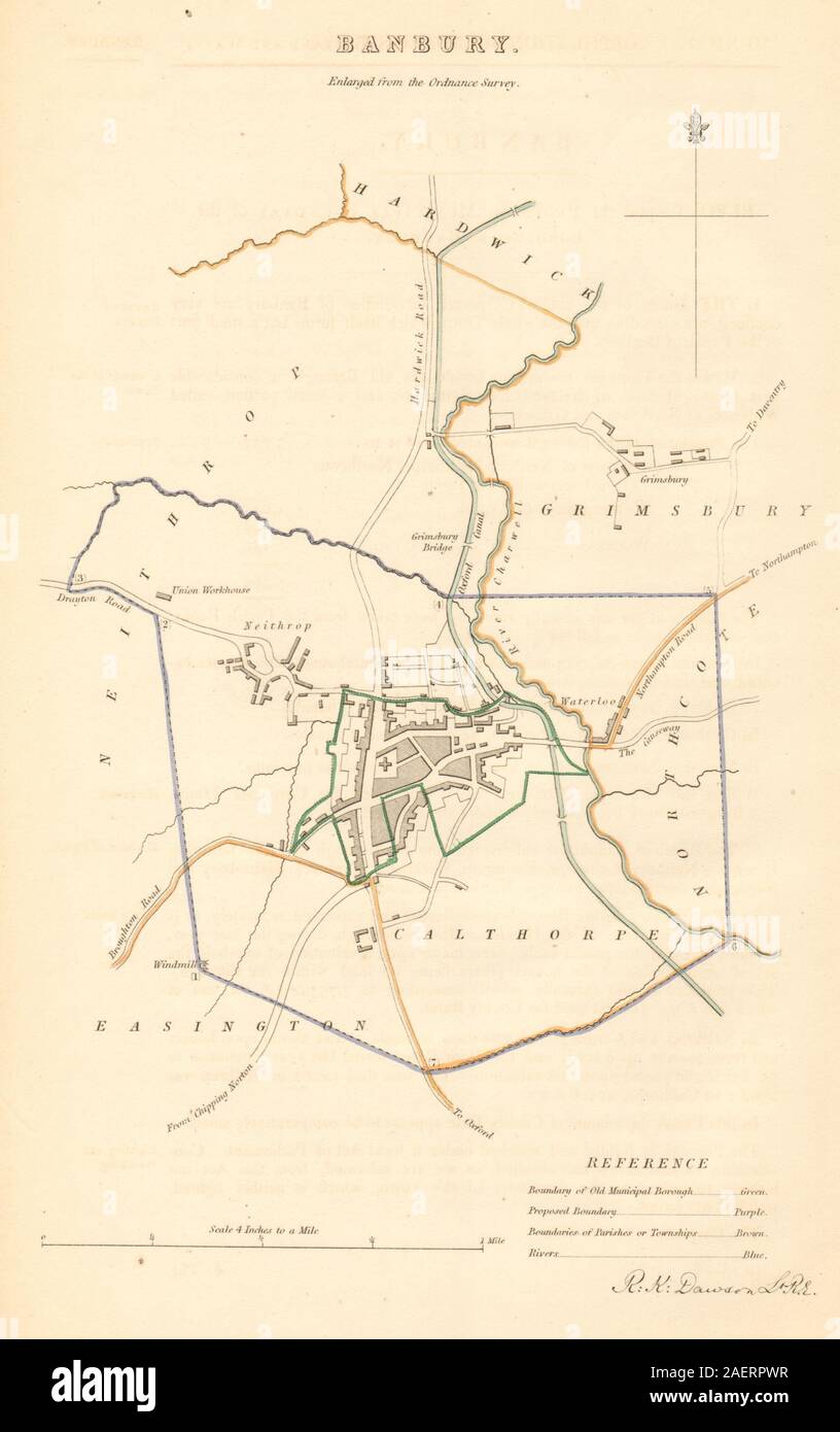 BANBURY borough/town plan. BOUNDARY COMMISSION. Oxfordshire. DAWSON ...