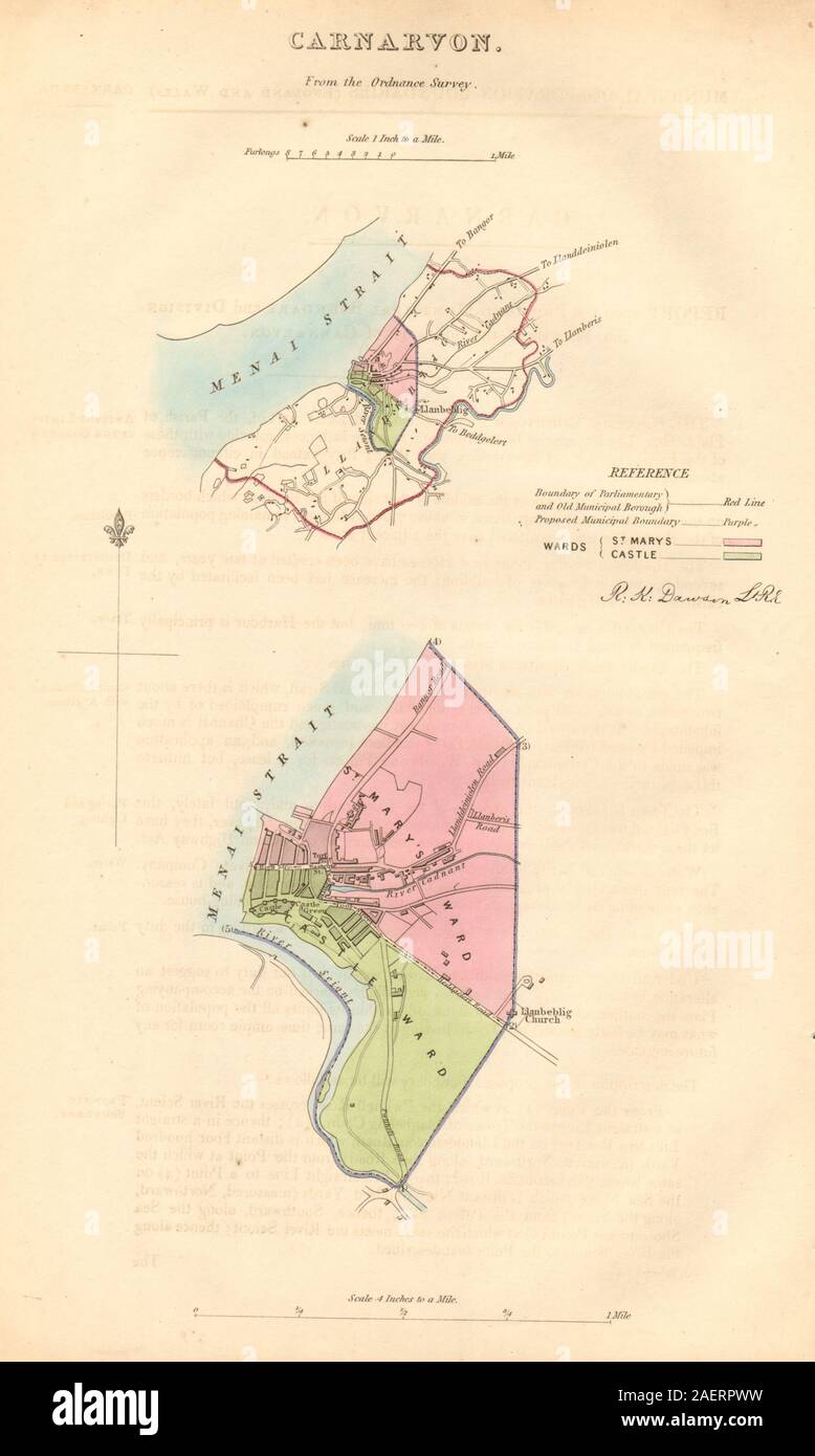 CARNARVON/CAERNARFON borough/town plan. BOUNDARY COMMISSION. DAWSON ...