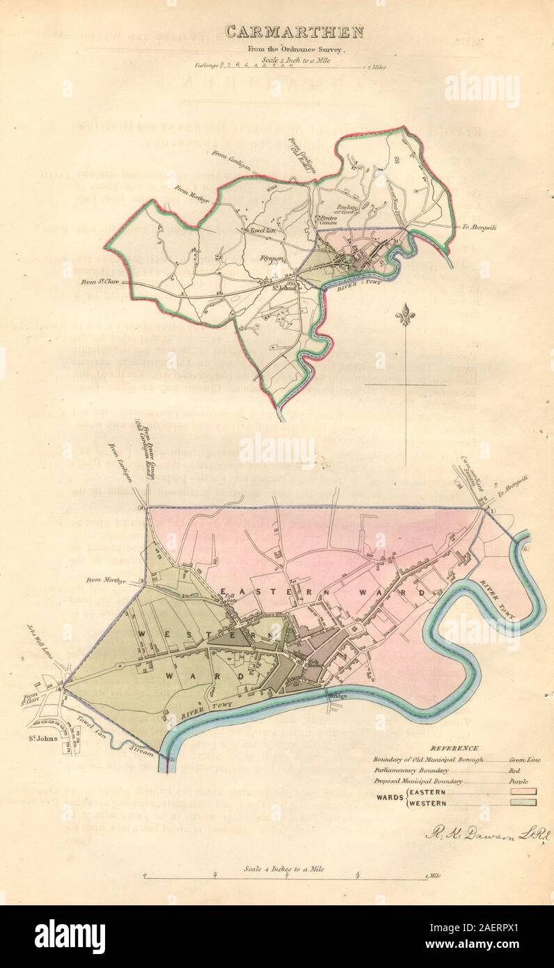Vintage map of carmarthen, wales hi-res stock photography and images ...