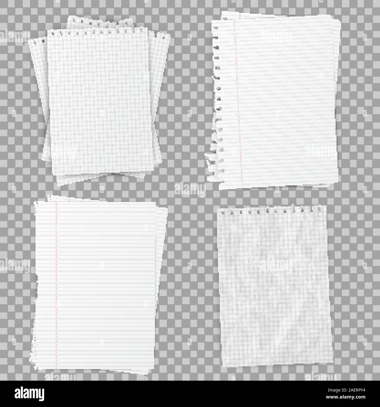 Collection of various realistic white papers. Office paper of different ...