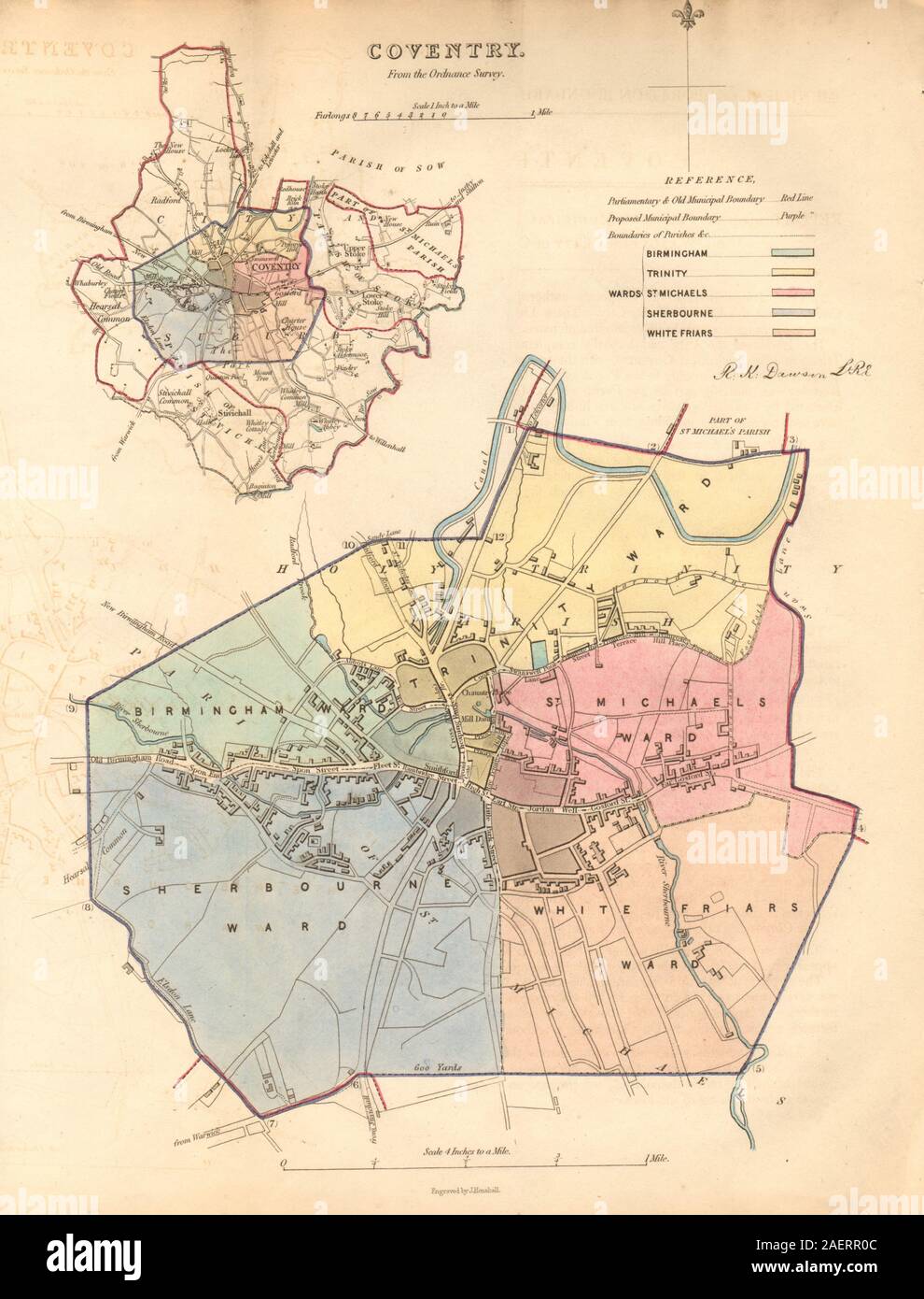 COVENTRY borough/town/city plan BOUNDARY COMMISSION Warwickshire DAWSON ...