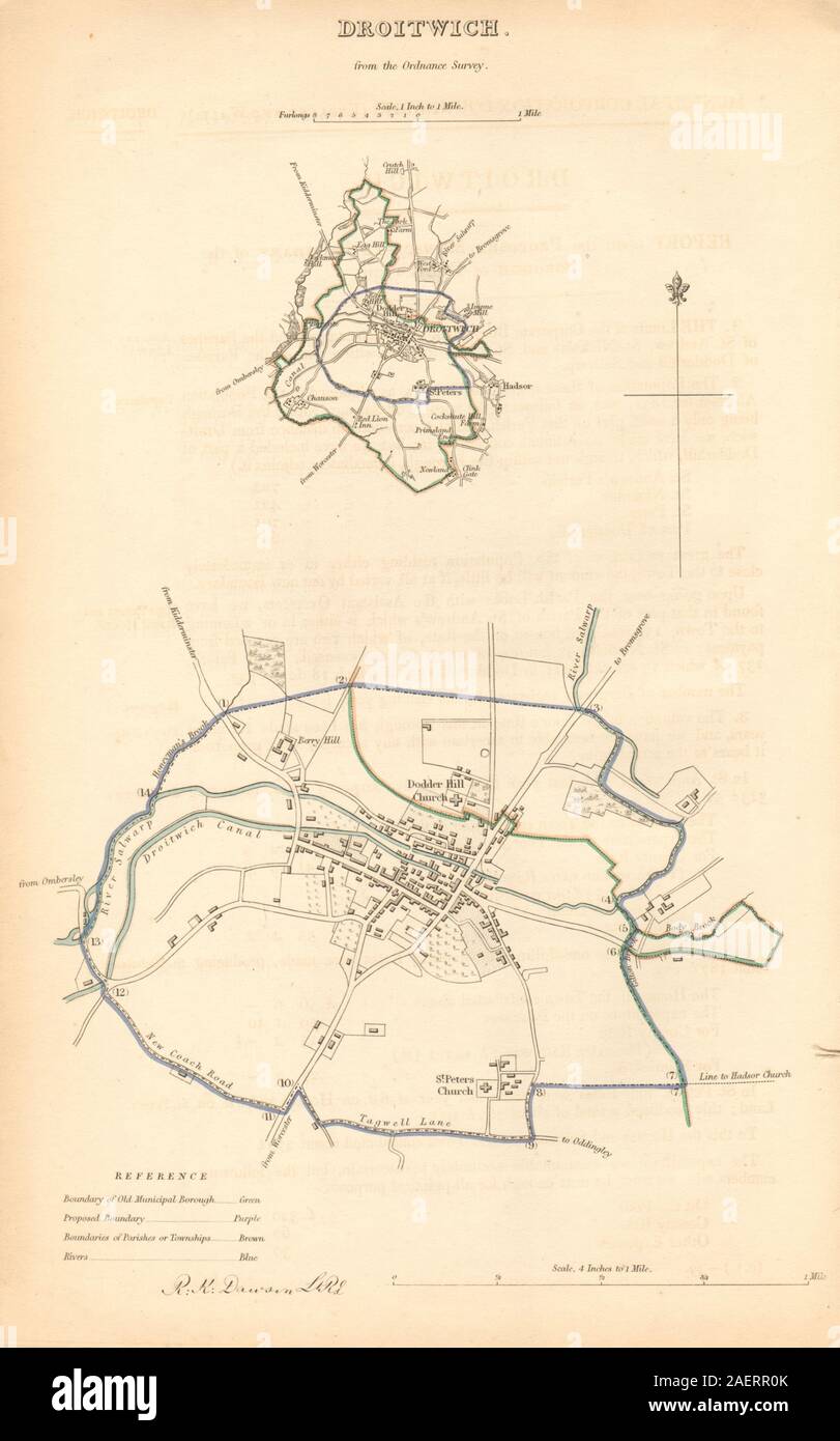 DROITWICH borough/town plan. BOUNDARY COMMISSION Worcestershire. DAWSON ...