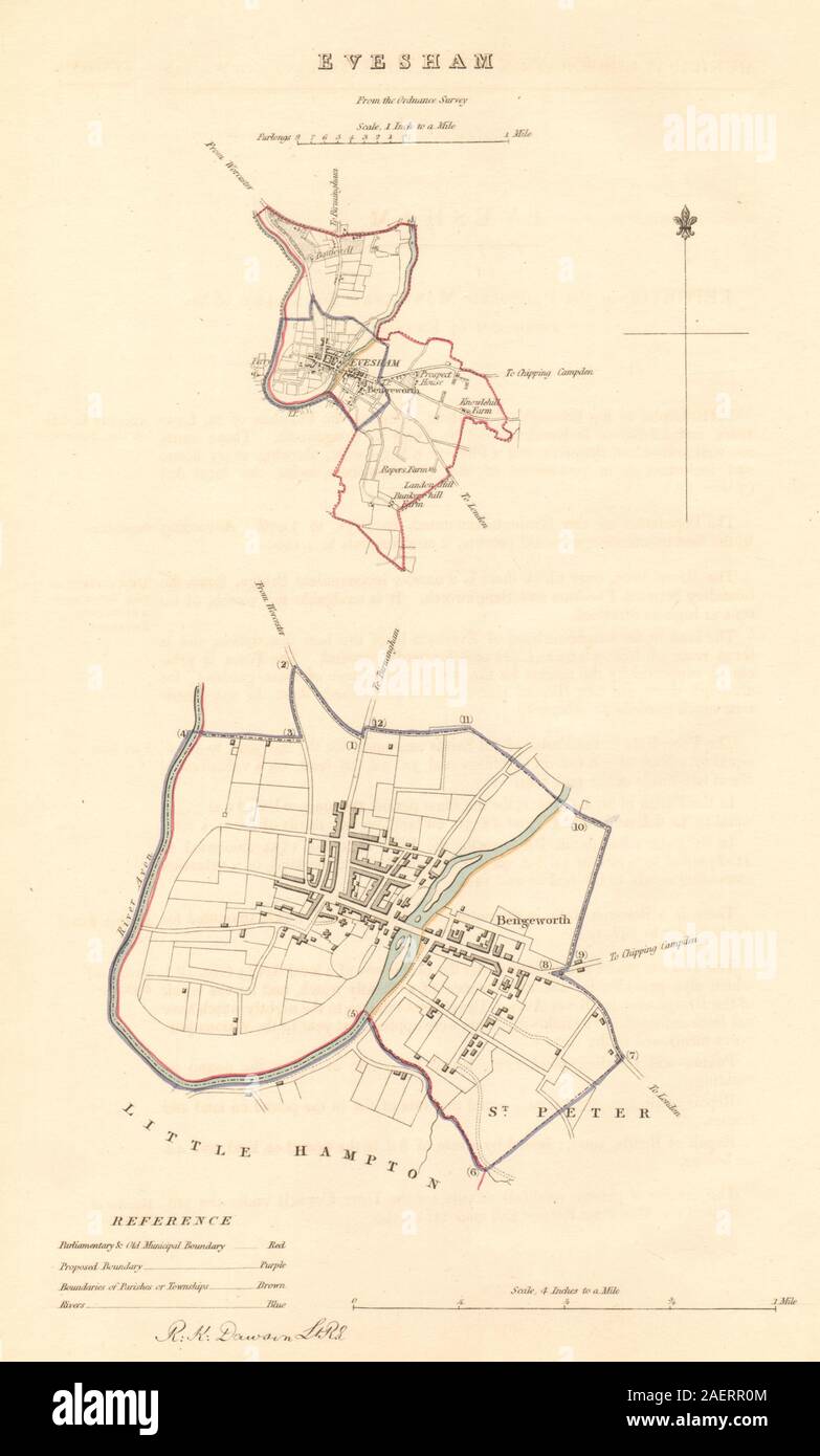 EVESHAM borough/town plan. BOUNDARY COMMISSION. Worcestershire. DAWSON ...