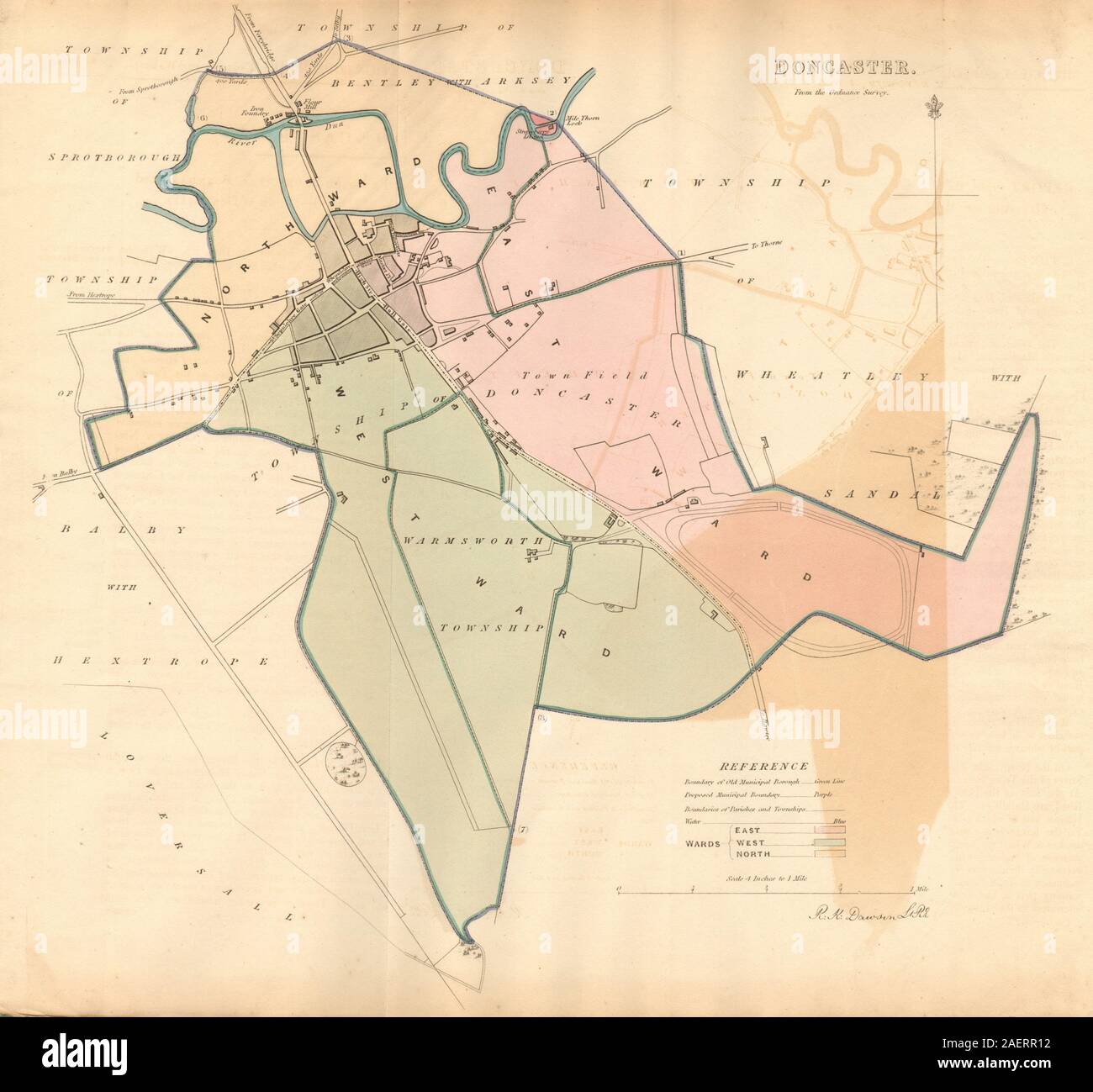 DONCASTER borough/town/city plan. BOUNDARY COMMISSION Yorkshire. DAWSON ...