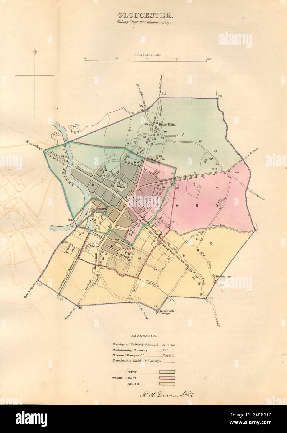 Antique map of gloucester hi-res stock photography and images - Alamy