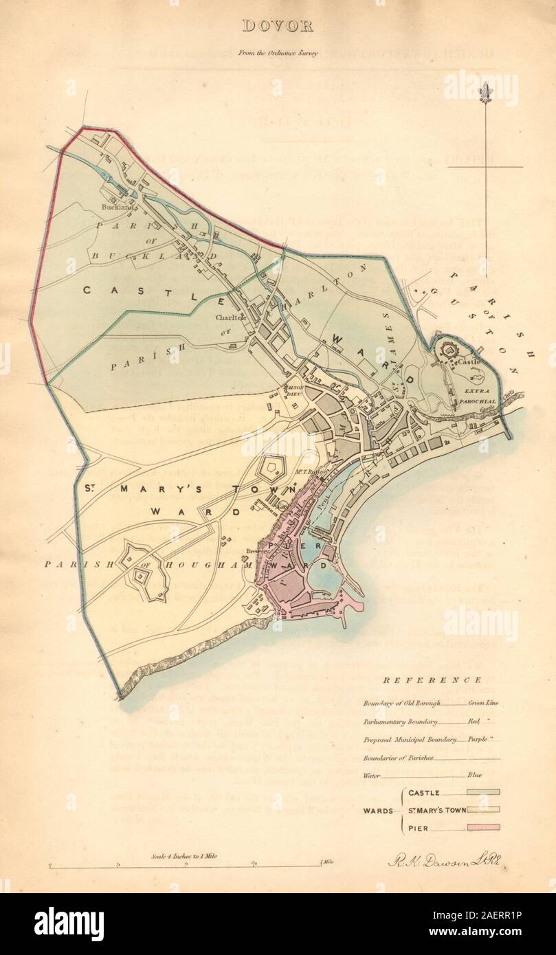 DOVER borough/town/city plan. BOUNDARY COMMISSION. Kent. DAWSON 1837 ...