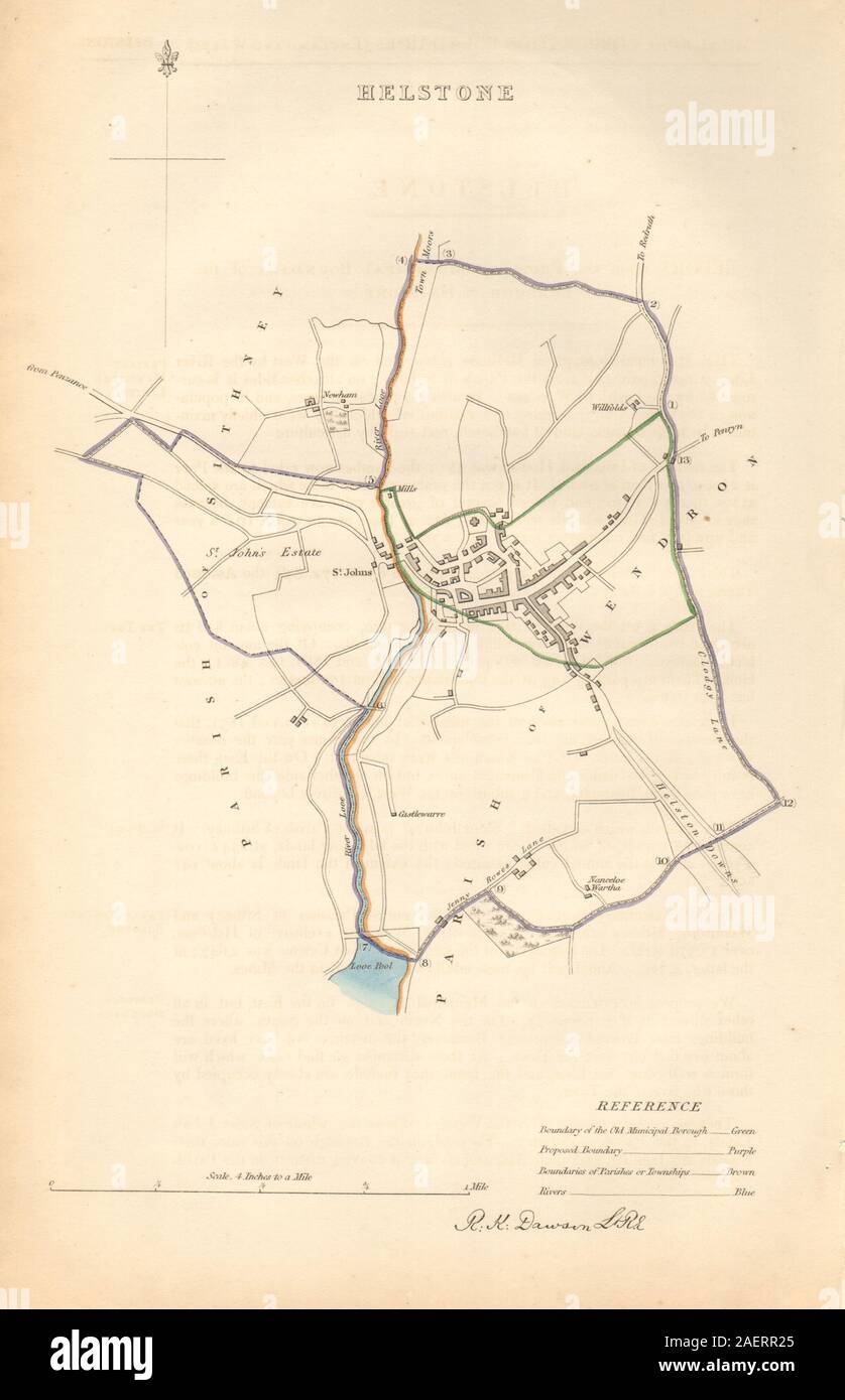 HELSTON borough/town plan. BOUNDARY COMMISSION Helstone Cornwall DAWSON ...