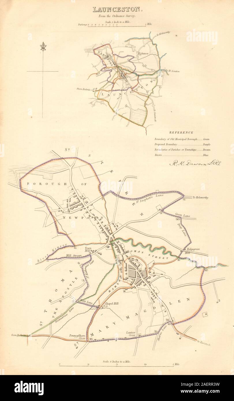 LAUNCESTON borough/town plan. BOUNDARY COMMISSION. Cornwall. DAWSON ...