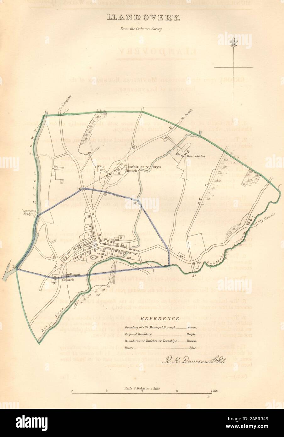 LLANDOVERY borough/town plan. BOUNDARY COMMISSION. Wales. DAWSON 1837 ...