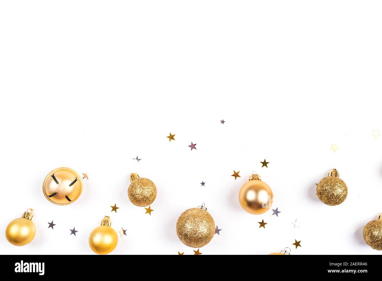Festive white background with Christmas decorations Stock Photo - Alamy