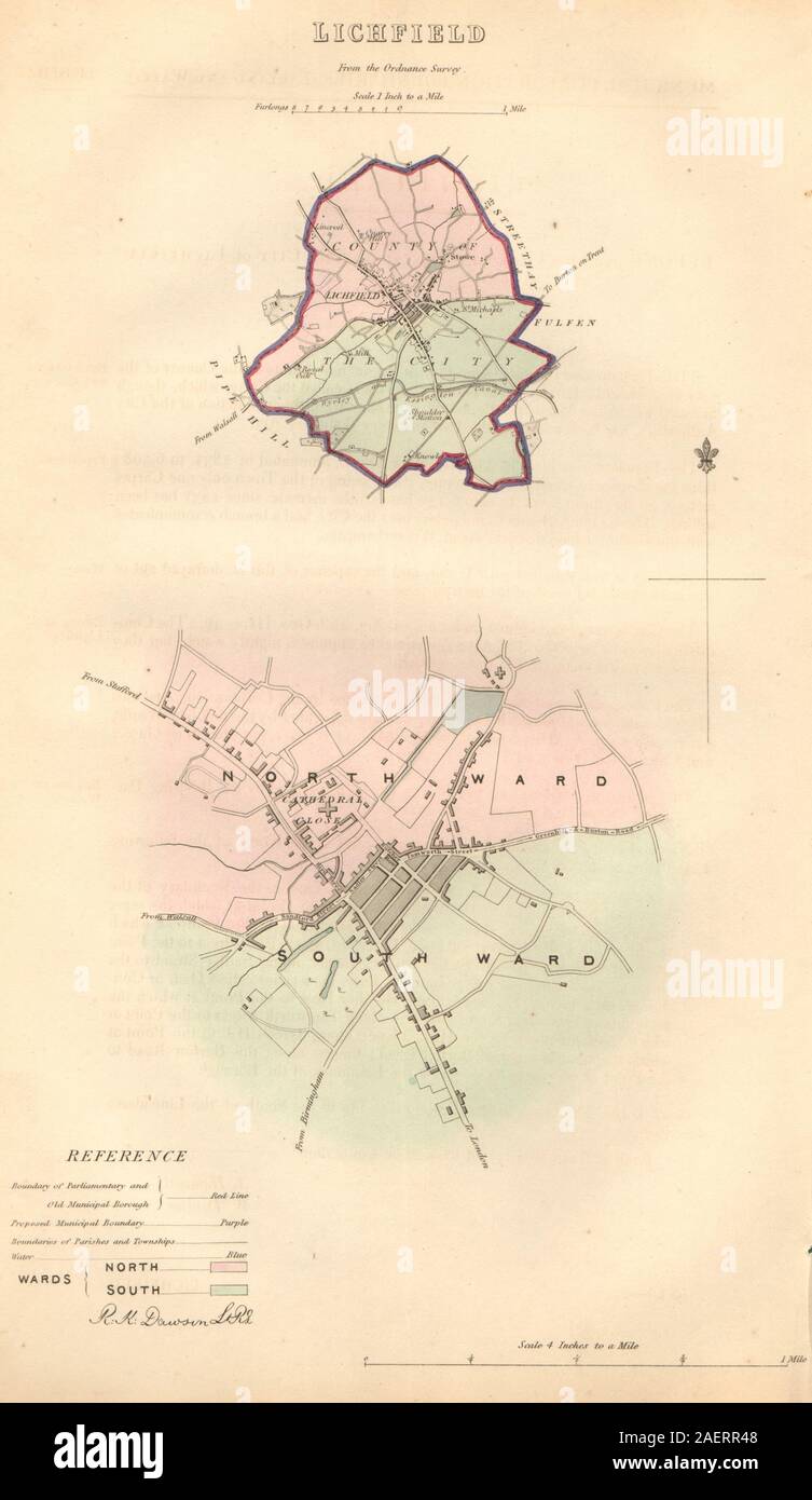 LICHFIELD borough/town plan. BOUNDARY COMMISSION. Staffordshire. DAWSON ...
